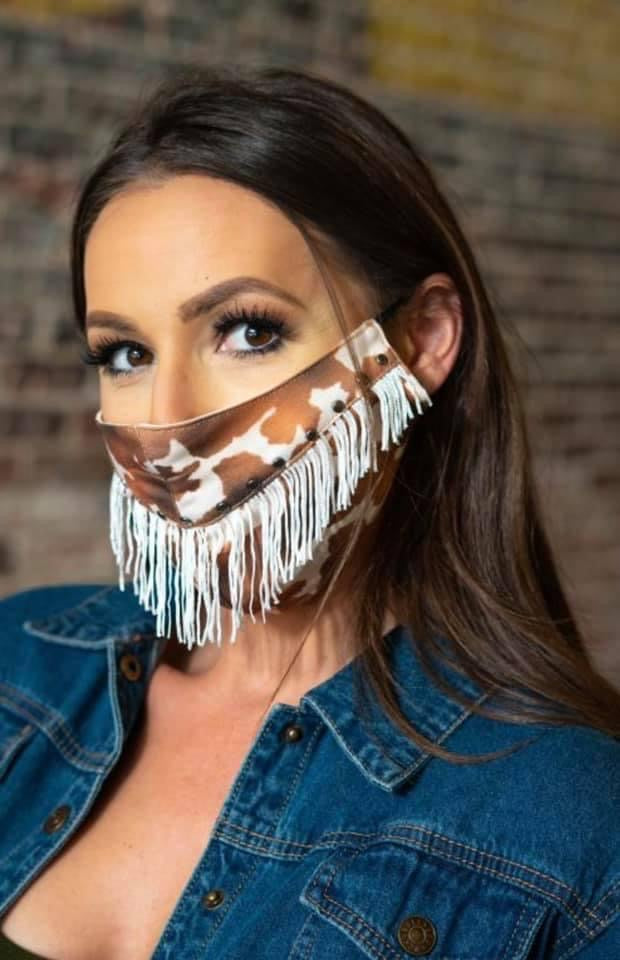 Cow Print Fringe Mask – The Turquoise Leopard